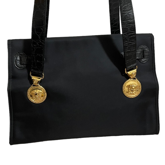 Versace | Bags | Auth Gianni Versace Rare Black Medusa Coin Shoulder ...